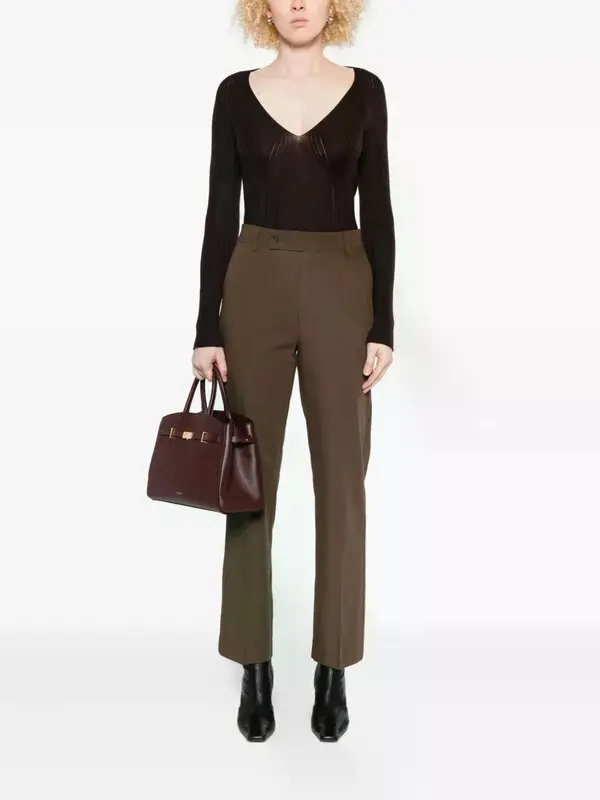 TWINSET V-neck Ribbed Knit Sweater - Brown