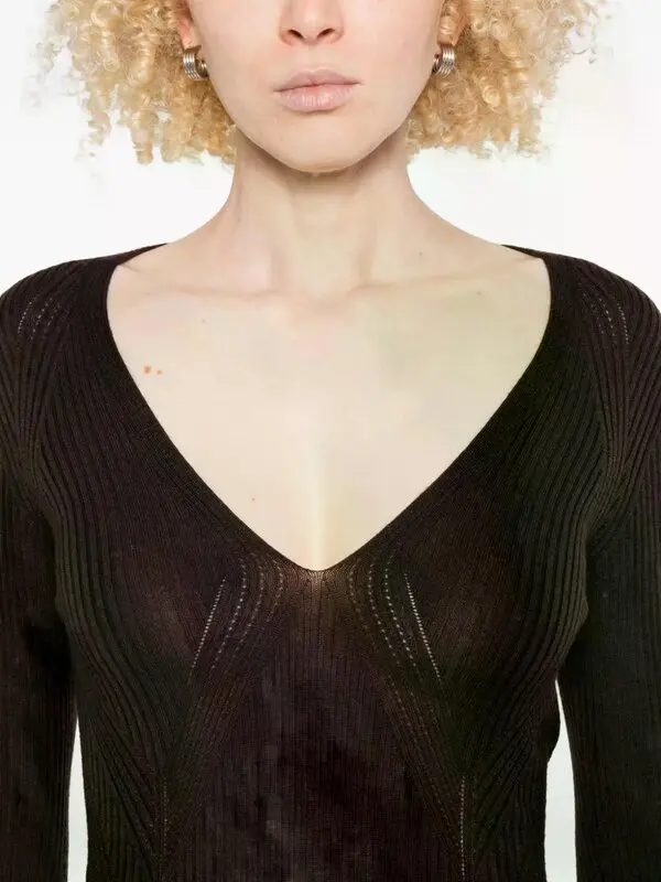TWINSET V-neck Ribbed Knit Sweater