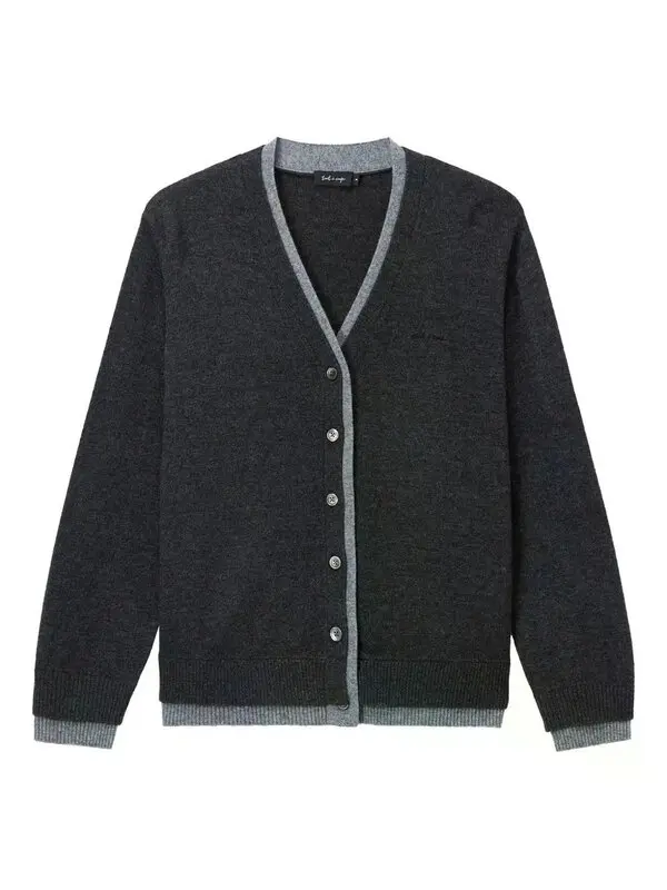 TOUT A COUP Embroidered Logo V-neck Cardigan