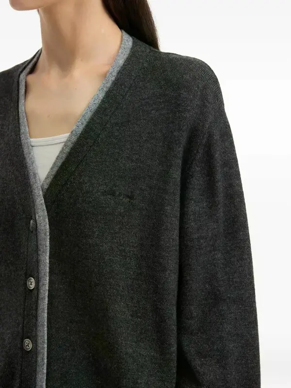 TOUT A COUP Embroidered Logo V-neck Cardigan