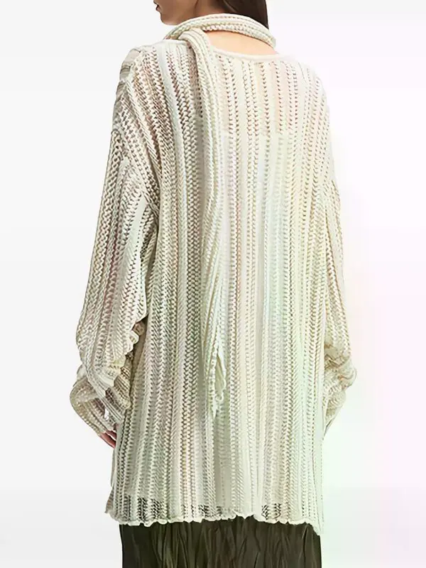 B+AB Open-knit Sweater With Attached Scarf