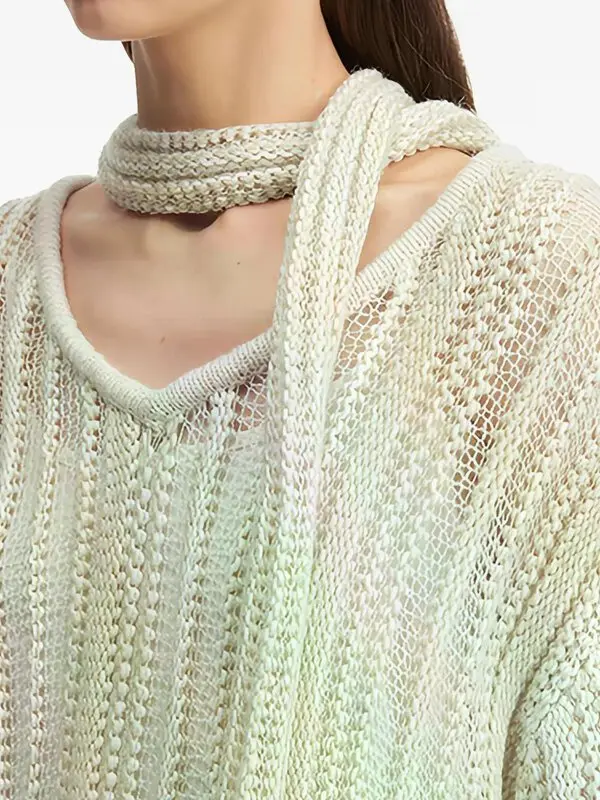 B+AB Open-knit Sweater With Attached Scarf