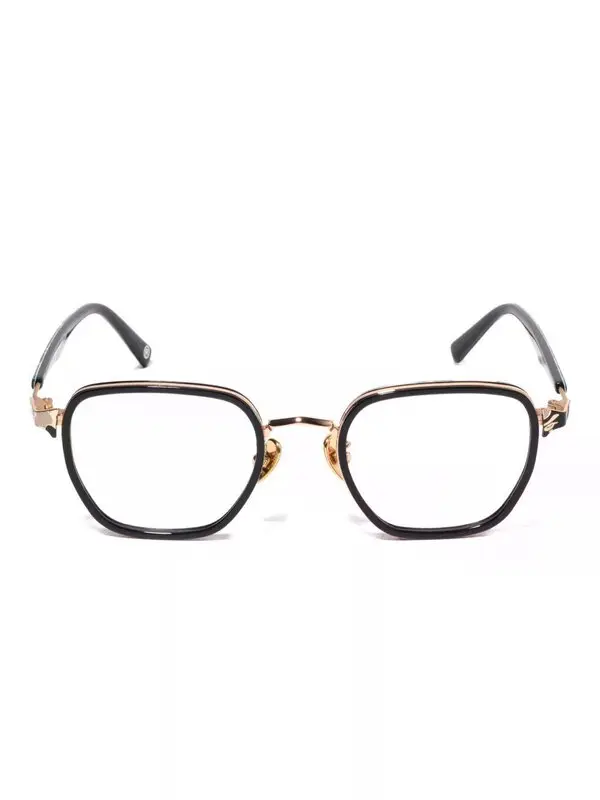 A BATHING APE Shark Motif Round Eyeglasses - Black