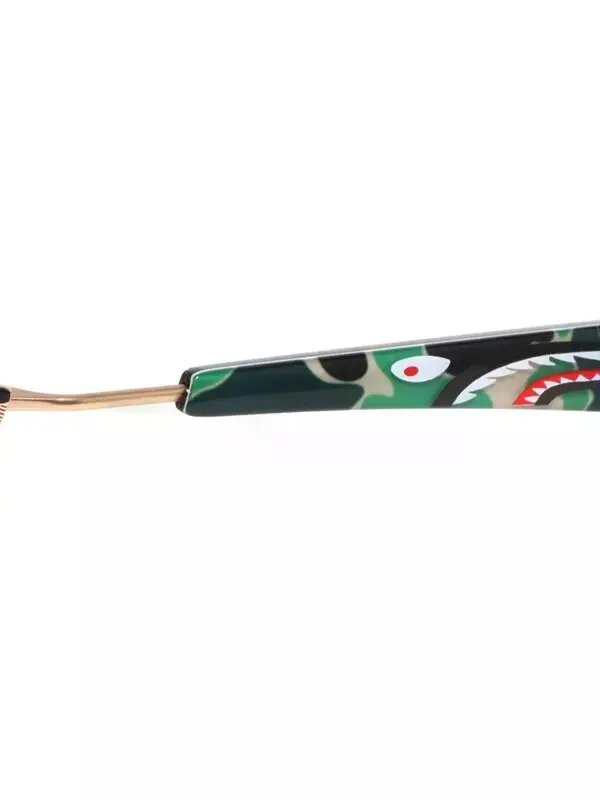 A BATHING APE Shark Motif Round Eyeglasses