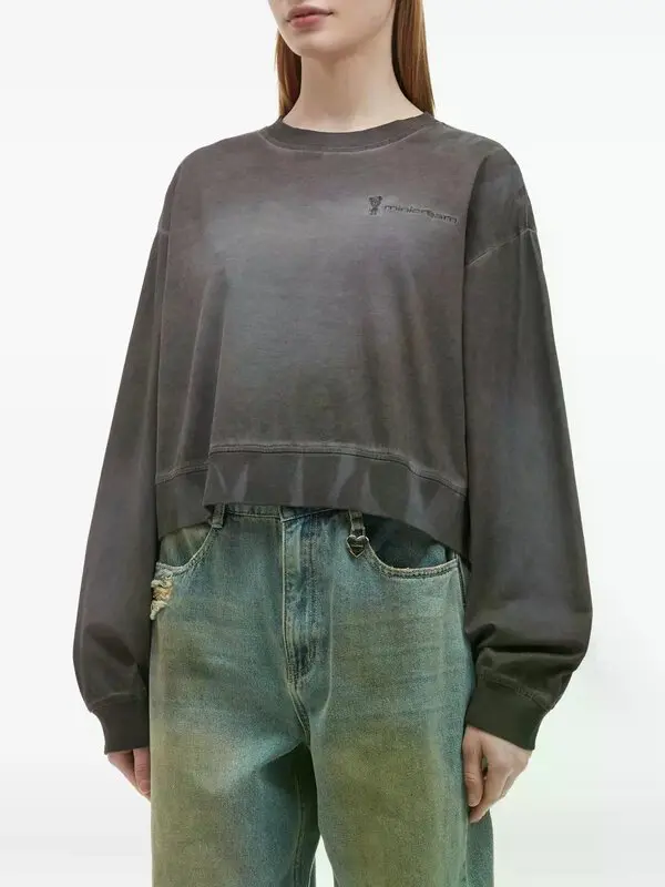 MINI CREAM Logo Embroidered Cropped Sweatshirt