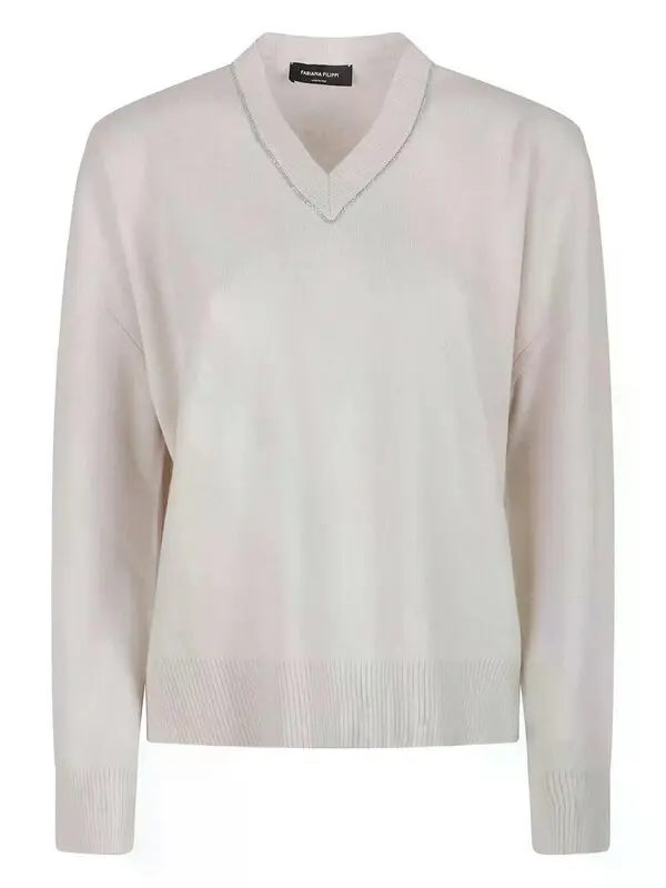 Fabiana Filippi V-neck Embellished Cashmere Sweater