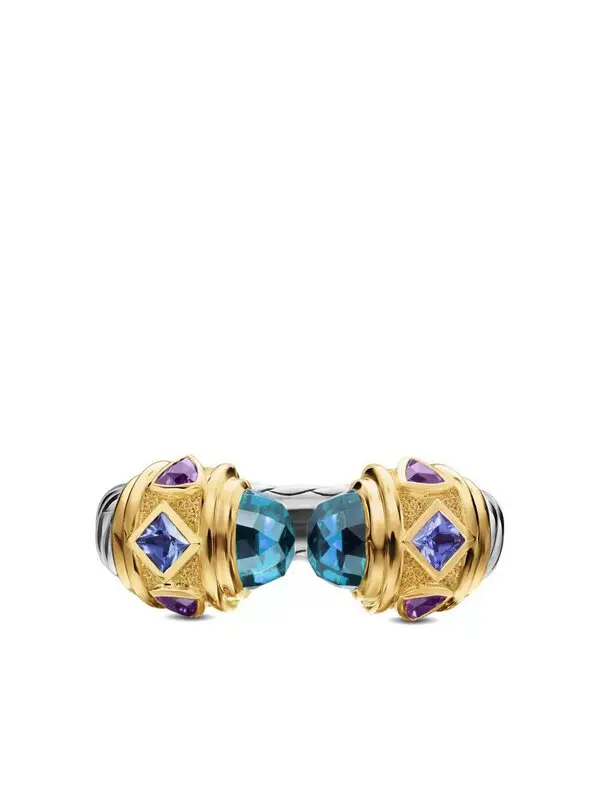 David Yurman Renaissance Multi-stone Ring In 14k Yellow Gold And Sterling