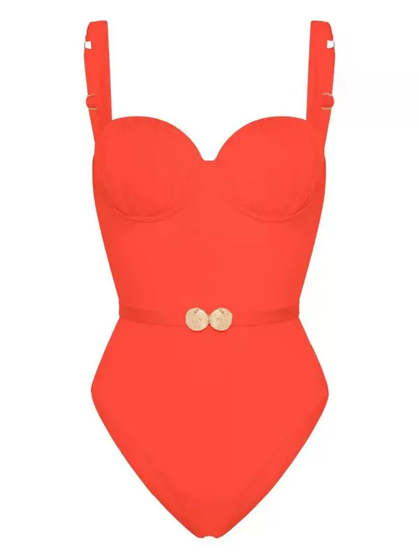NOIRE SWIMWEAR Belted Ruched Balconette Swimsuit - Orange