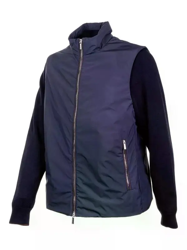 MOORER Zip-up Knitted Sleeve Jacket
