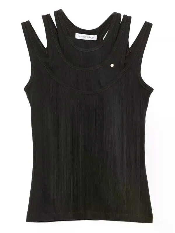 Viktor & Rolf Triple Strap Ribbed Vest - Black