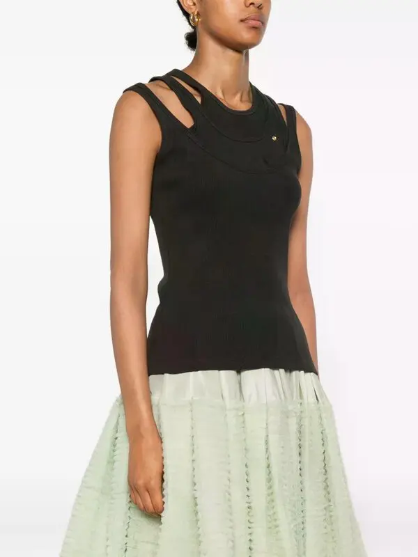 Viktor & Rolf Triple Strap Ribbed Vest - Black