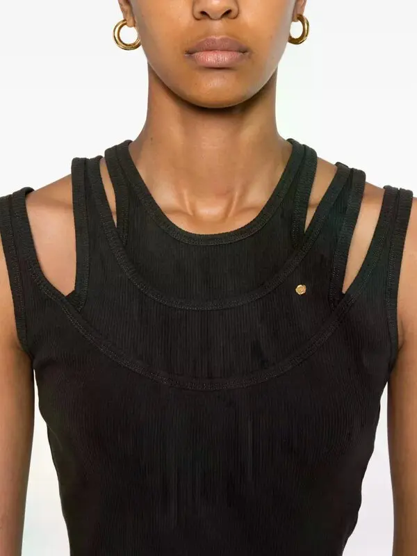 Viktor & Rolf Triple Strap Ribbed Vest - Black