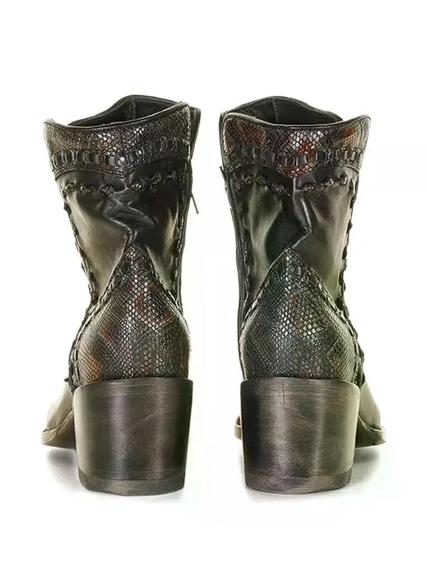 MEXICANA Zip-fastening Leather Ankle Boots With Snakeskin Detail
