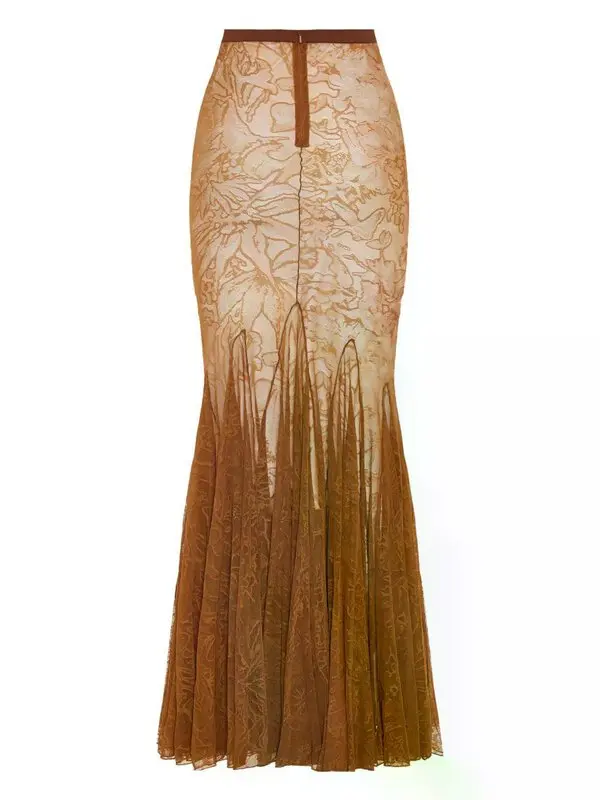 David Koma Floral Lace Fishtail Maxi Skirt