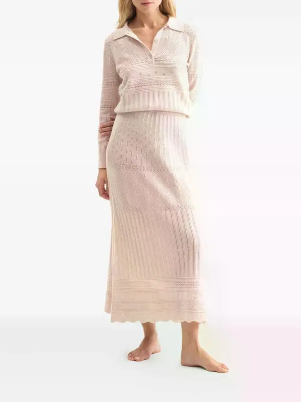 ERES Charmeur Pointelle Knit Polo Sweater - Pink