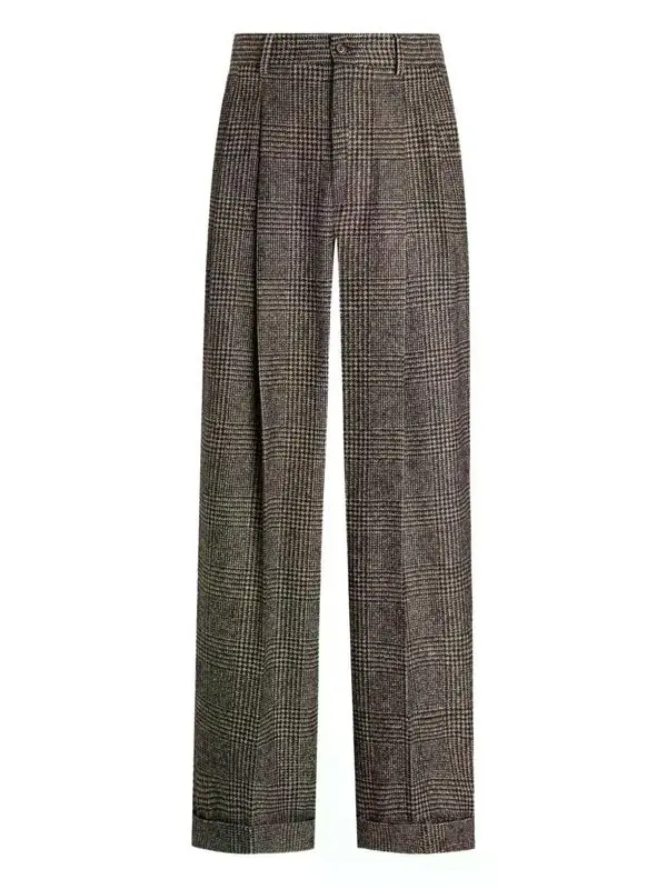 Dolce & Gabbana Pleated Check Wide-leg Trousers