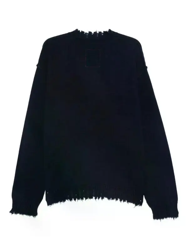 UMA WANG Cashmere Jumper With Frayed Hem - Blue