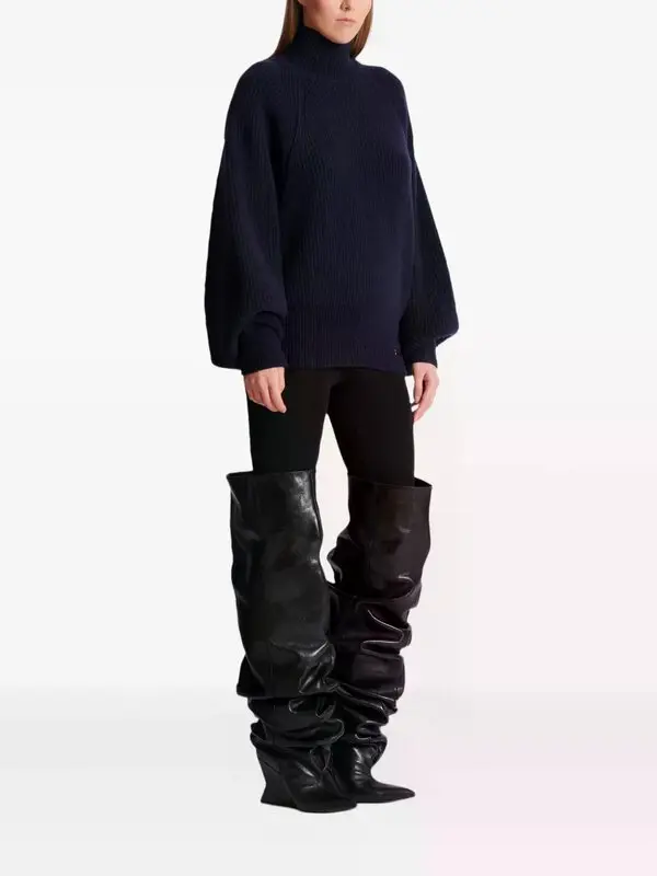 Balmain Ribbed Knit Logo Patch Sweater