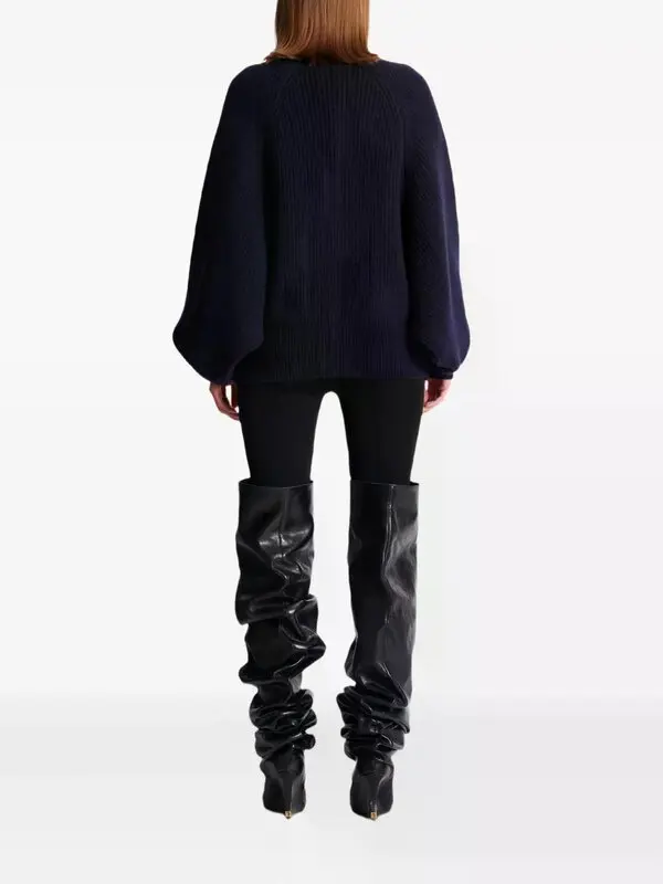 Balmain Ribbed Knit Logo Patch Sweater