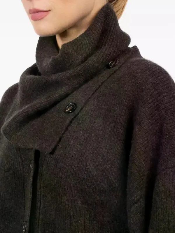 Le Kasha Button-fastening Funnel-neck Cardigan - Brown