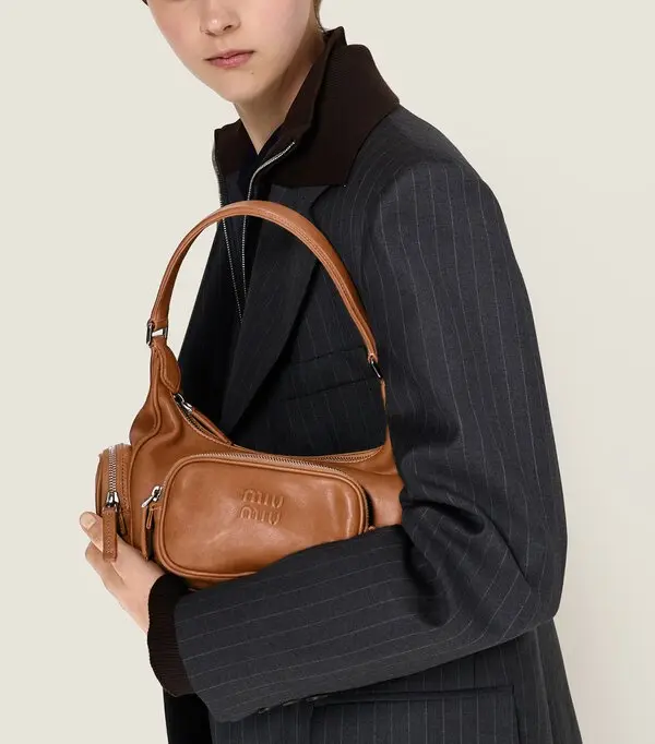 Miu Miu Nappa Leather Pocket Top-handle Bag - Brown