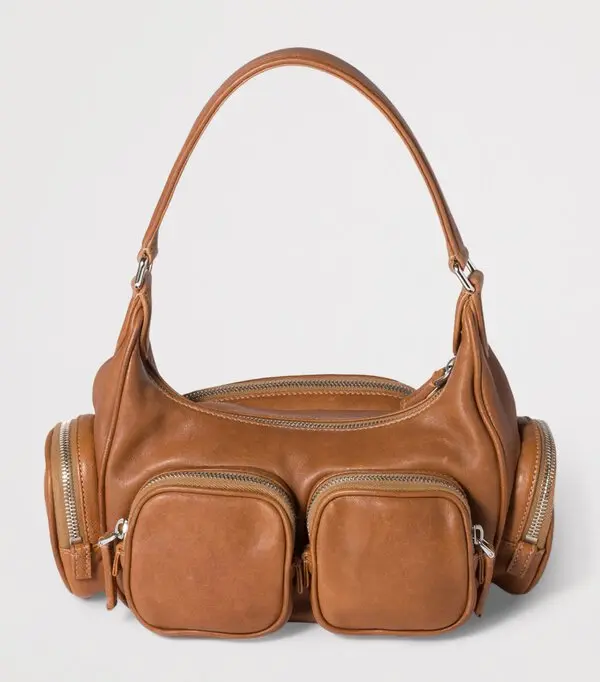 Miu Miu Nappa Leather Pocket Top-handle Bag - Brown