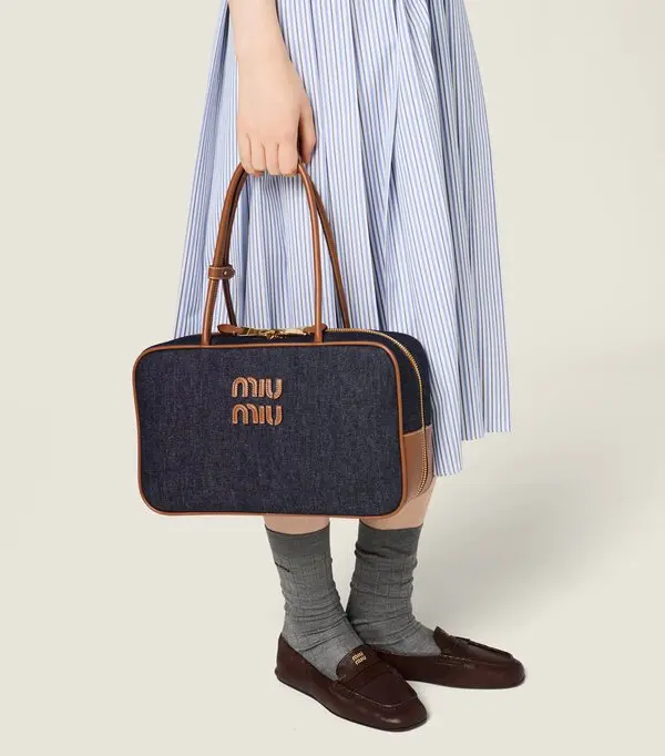 Miu Miu Denim Beau Top Handle Bag