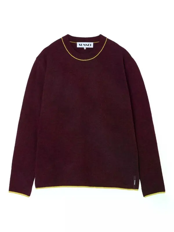 Sunnei Round Neck Long Sleeve Sweater With Yellow Trim - Red