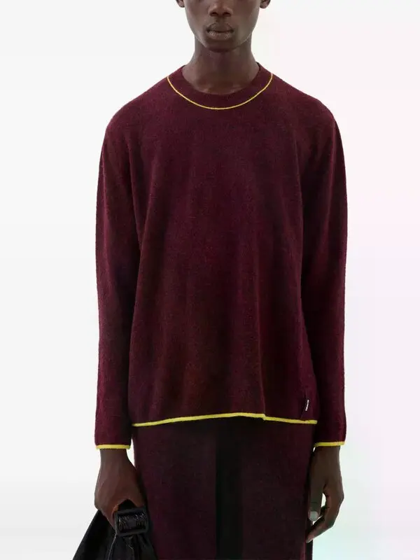 Sunnei Round Neck Long Sleeve Sweater With Yellow Trim