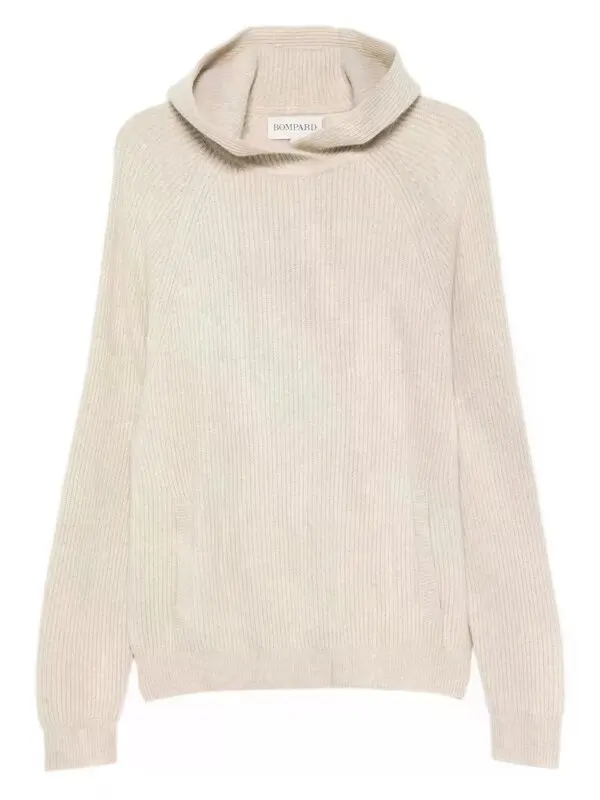 Eric Bompard Ribbed Knit Hooded Sweater - Neutrals