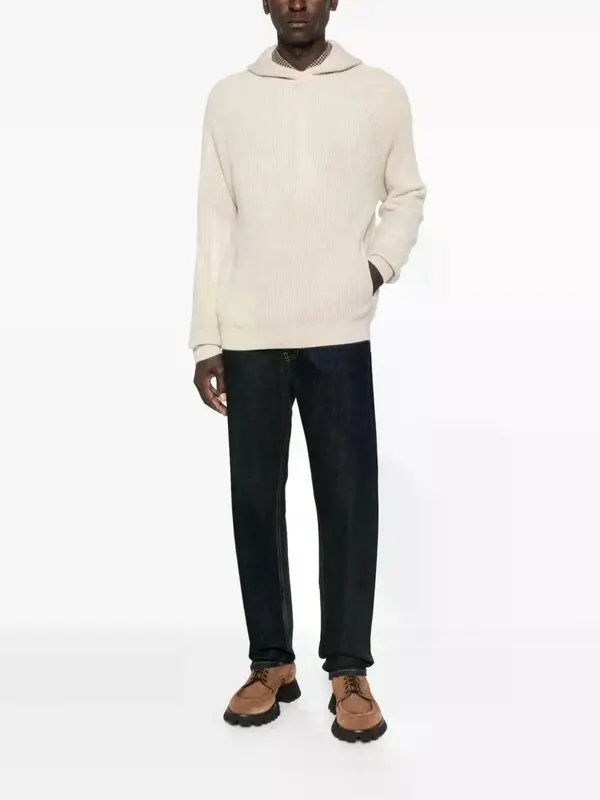 Eric Bompard Ribbed Knit Hooded Sweater