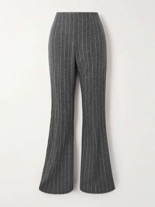 Carolina Herrera Pinstriped Twill Flared Trousers - Gray
