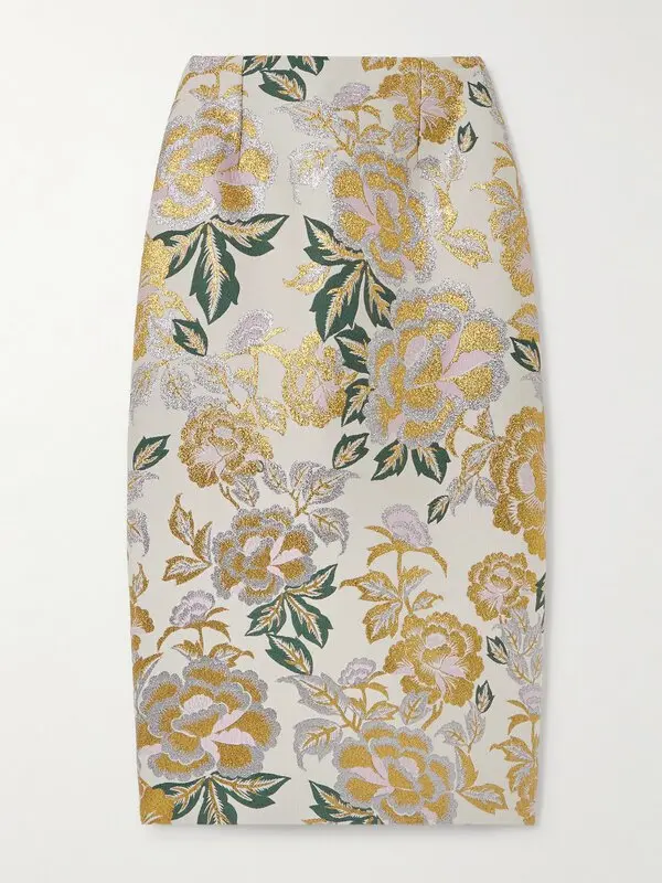 Carolina Herrera Floral Brocade Midi Pencil Skirt - Multi