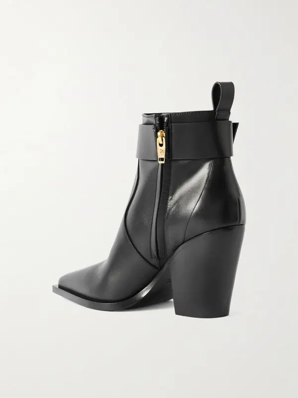 Versace Embellished Leather Ankle Boots