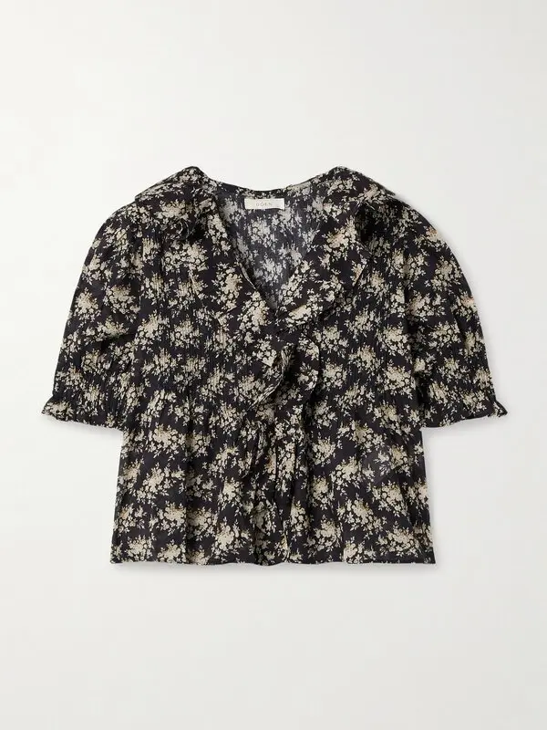 DÔEN Henri Floral-print Organic Cotton-voile Top - Multi