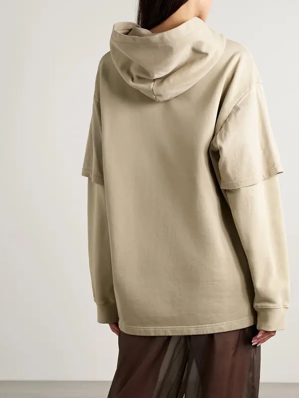 Acne Studios Oversized Layered Printed Organic Cotton-jersey Hoodie