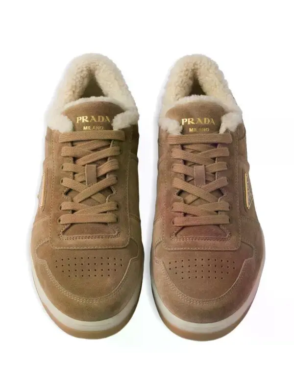 Prada Downtown Suede Sneakers - Neutrals