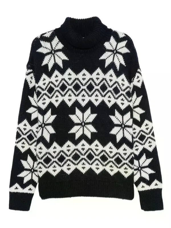 THE NEW SOCIETY Snowflake Embroidered High Neck Sweatshirt - Blue