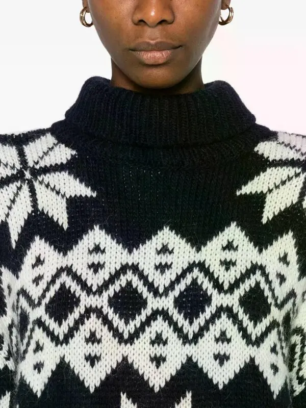 THE NEW SOCIETY Snowflake Embroidered High Neck Sweatshirt