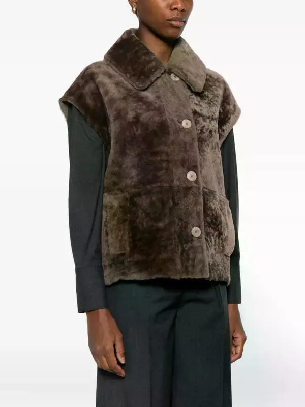 JOSEPH Shearling Vest With Front Button Fastening