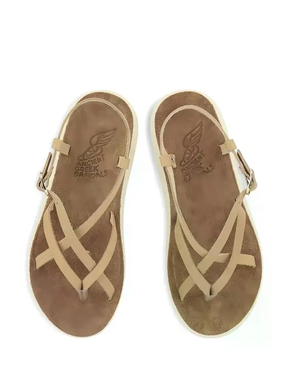 ANCIENT GREEK SANDALS Leather Crisscross Flat Sandals - Neutrals