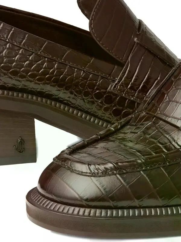 JIMMY CHOO Tylor 60 Croc-embossed Leather Loafers