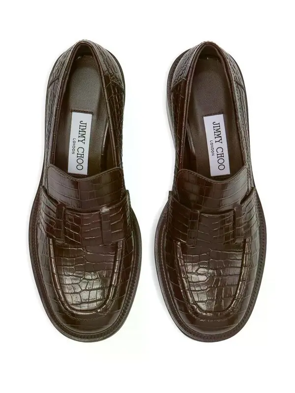 JIMMY CHOO Tylor 60 Croc-embossed Leather Loafers