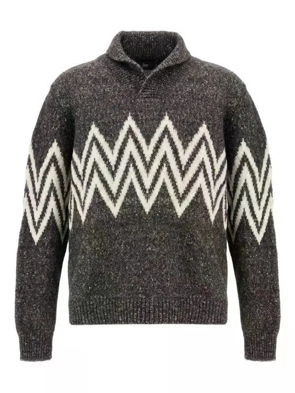 Herno Zigzag Pattern Collared Sweater