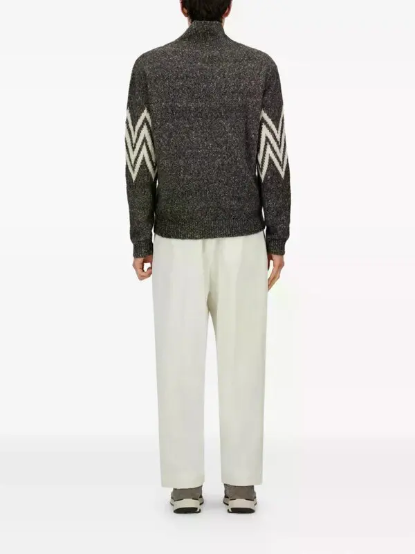 Herno Zigzag Pattern Collared Sweater