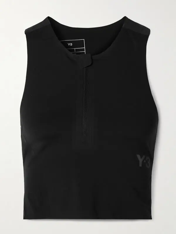 ADIDAS ORIGINALS Y-3 Cutout Printed Recycled Stretch Sports Bra - Black
