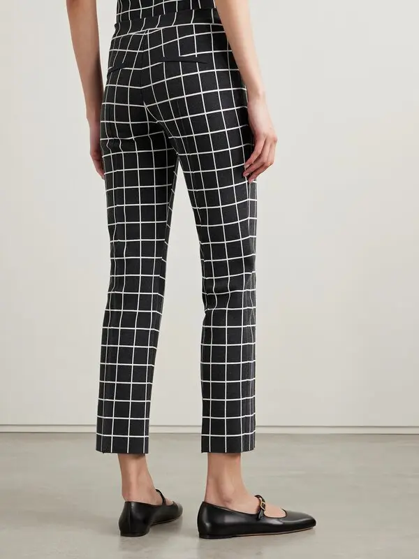 HIGH SPORT Cropped Checked Cotton-blend Straight-leg Pants