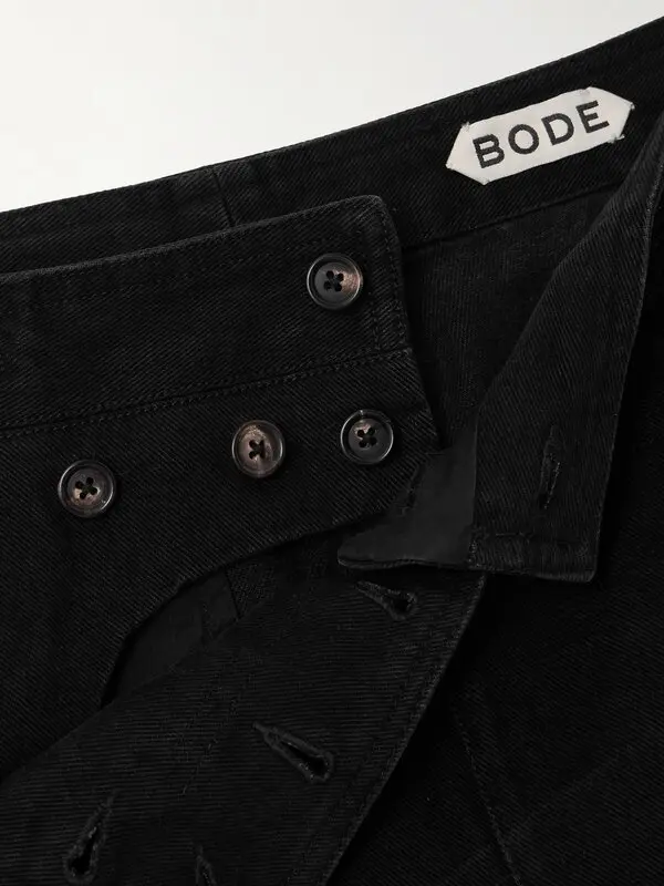 BODE Button-embellished High-rise Straight-leg Jeans - Black
