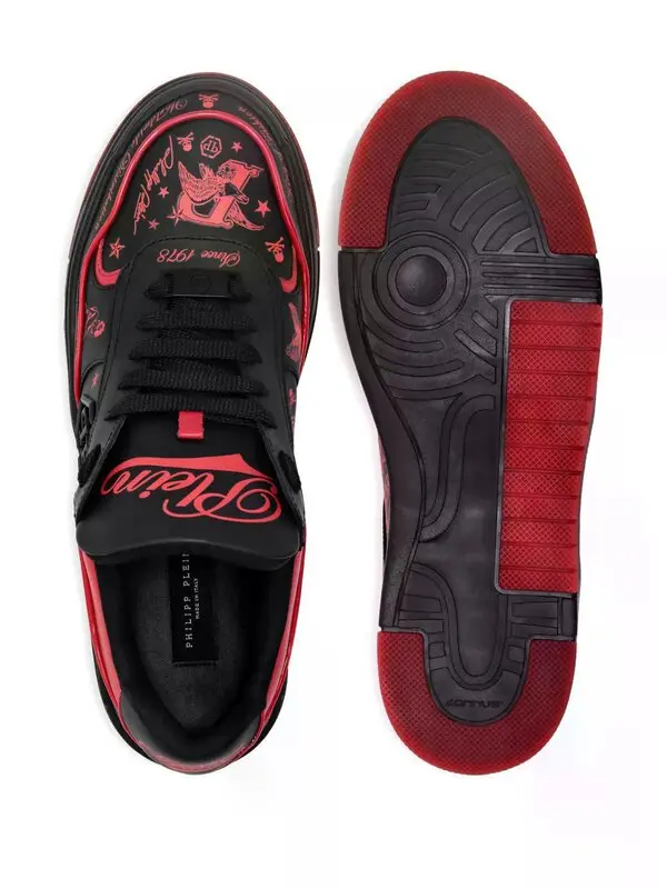 Philipp Plein Leather Tattoo-print Low-top Sneakers