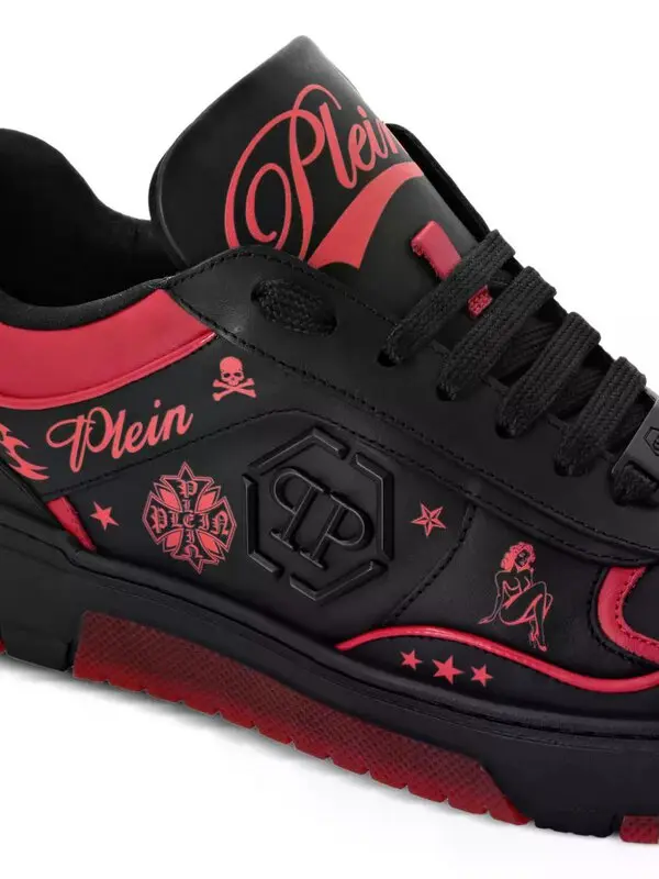 Philipp Plein Leather Tattoo-print Low-top Sneakers